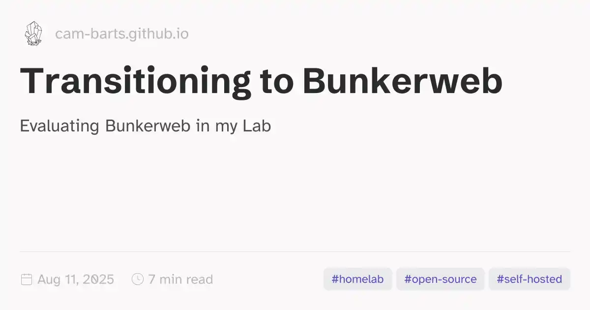 Transitioning to Bunkerweb